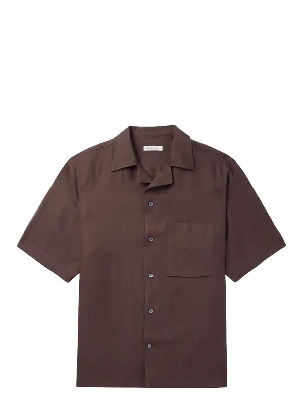 Loro Piana Federico Camp-collar Linen Shirt - Brown