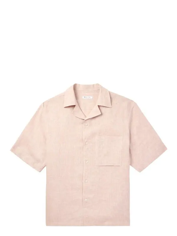 Loro Piana Federico Camp-collar Linen Shirt - Orange
