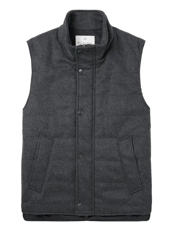 Kingsman Slim-fit Wool And Cashmere-blend Padded Gilet - Gray