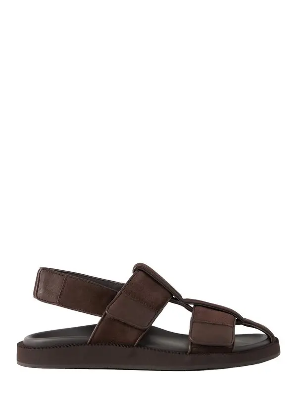 John Lobb Milford Leather-trimmed Suede Sandals - Brown