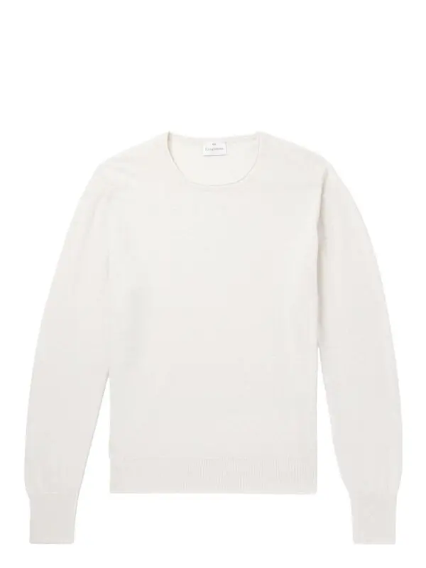 Kingsman Slim-fit Cashmere And Linen-blend Sweater - Neutrals