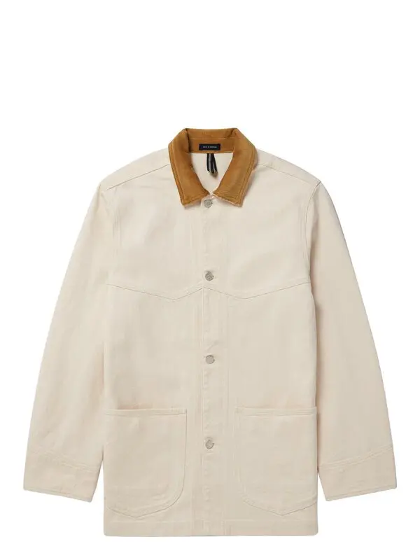 DRAKE'S Corduroy-trimmed Cotton-twill Chore Jacket - Gray