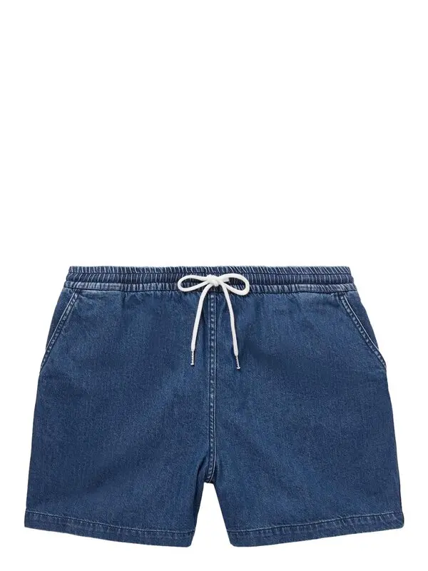 DRAKE'S Slim-fit Straight-leg Denim Drawstring Shorts - Blue