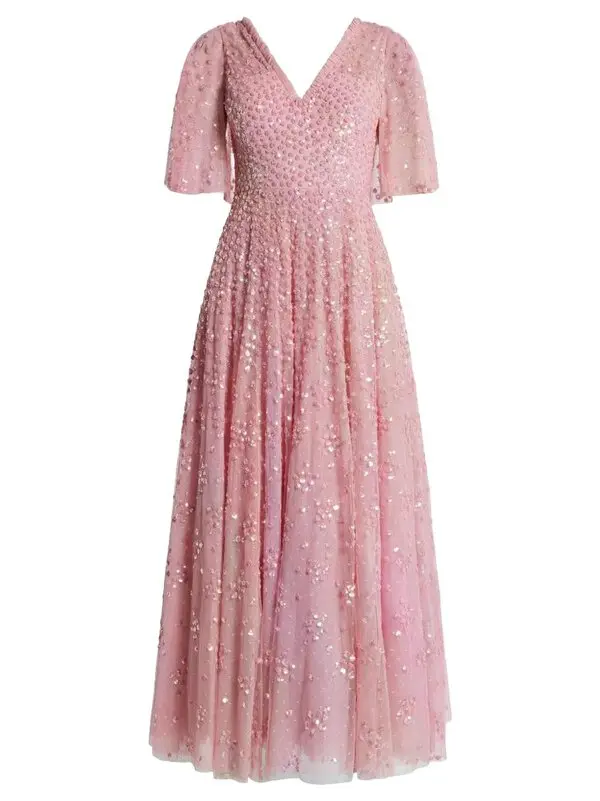 NEEDLE & THREAD Sequin-embellished Dress - Pink