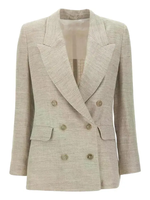 Marella Linen Double-breasted Blazer - Neutrals
