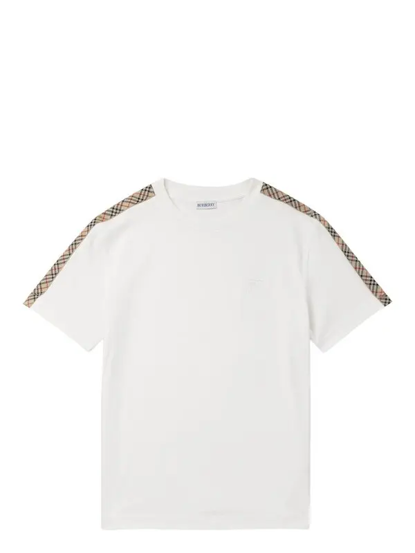 Burberry Checked Cotton-jersey T-shirt - Neutrals