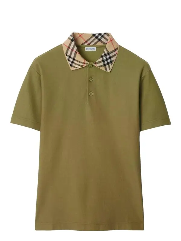 Burberry Check-collar Cotton Polo Shirt - Green