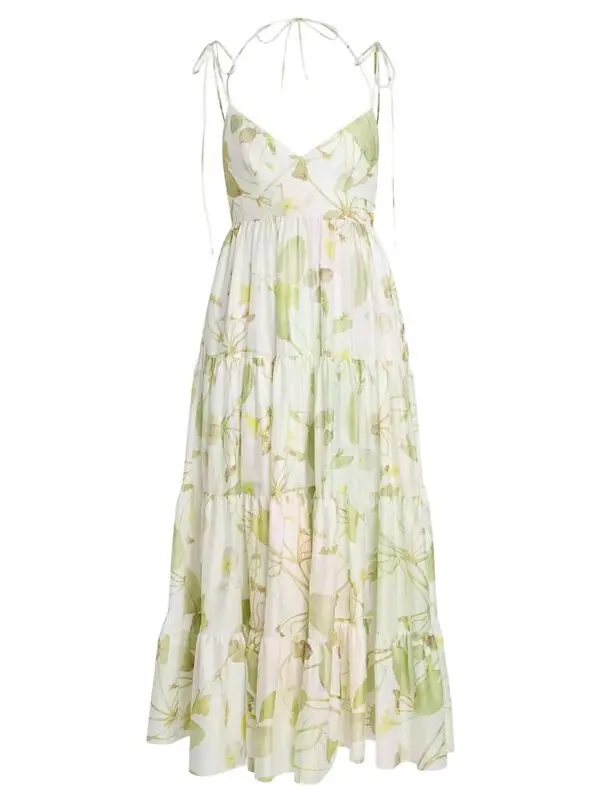 Erdem Leaf-print Maxi Dress - White
