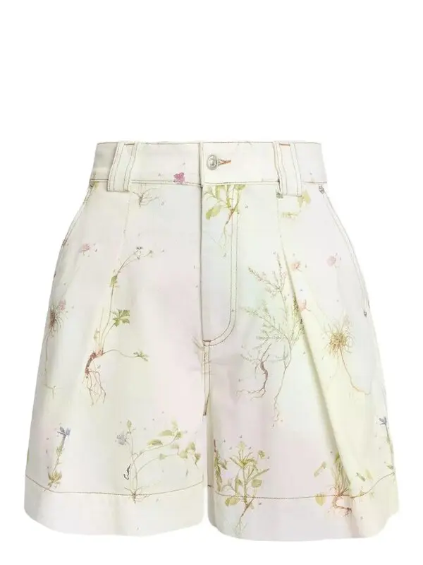 Erdem Floral-print Denim Shorts - White