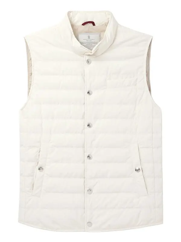 Brunello Cucinelli Quilted Shell Down Gilet - White