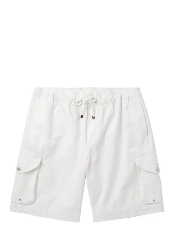 Brunello Cucinelli Straight-leg Cotton-twill Drawstring Cargo Shorts - White