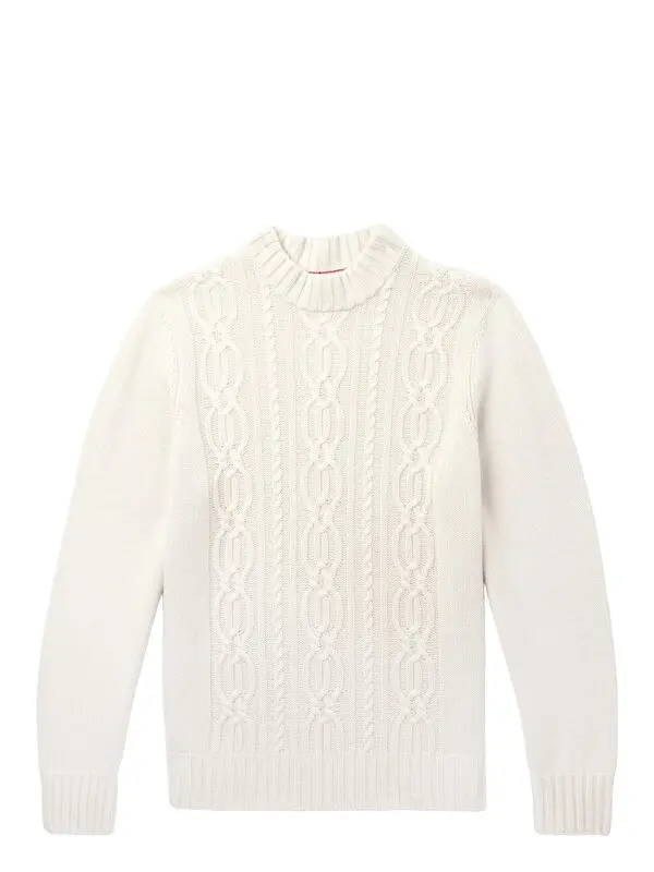 Brunello Cucinelli Cable-knit Cashmere Mock-neck Sweater - Neutrals