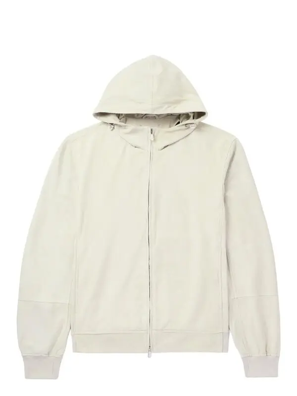 Brunello Cucinelli Suede Hooded Bomber Jacket - Neutrals