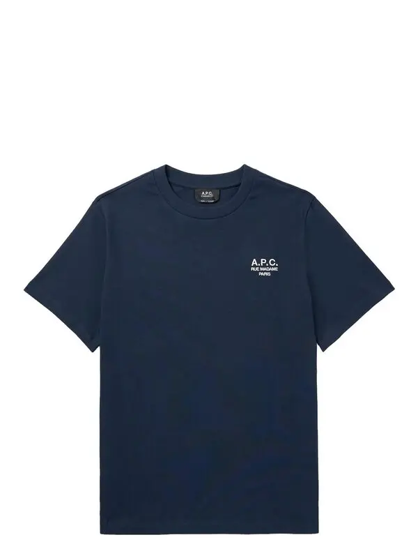 A.p.c. Logo-embroidered Cotton-jersey T-shirt - Blue