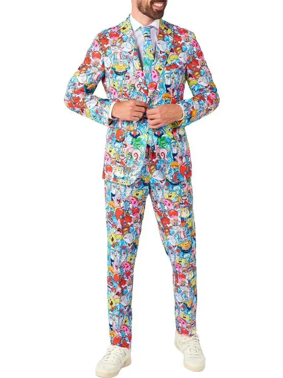 Opposuits Spongebob Frenzy Two-piece Suit & Tie Set - Blue