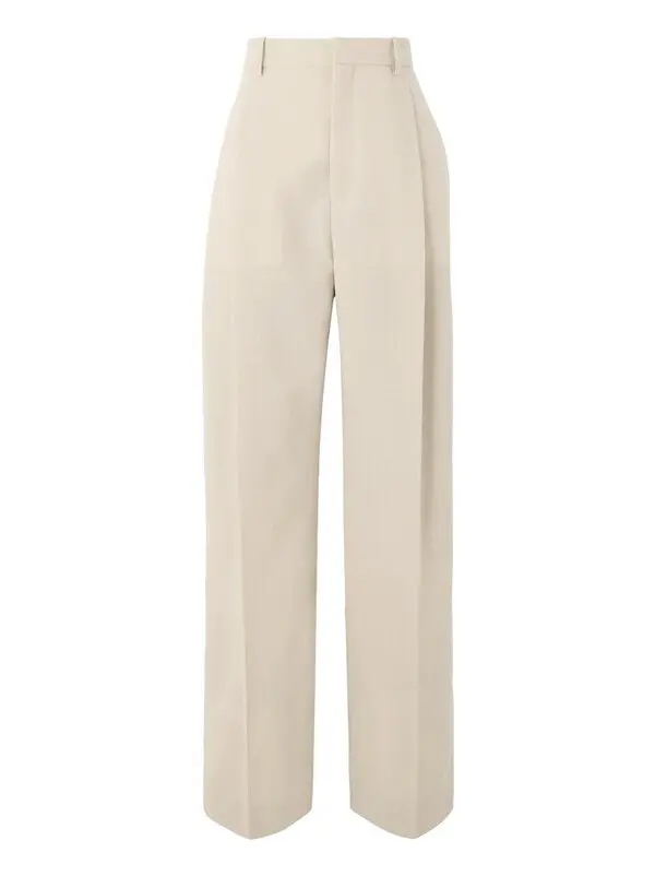 Wardrobe.NYC Pleated Wide-leg Wool Pants - Neutrals
