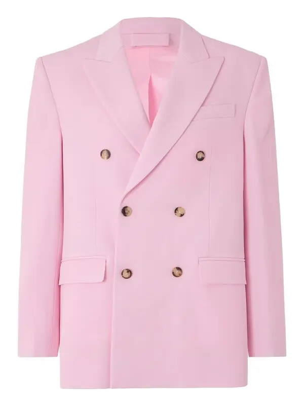 Wardrobe.NYC Oversized Double-breasted Grain De Poudre Wool Blazer - Pink