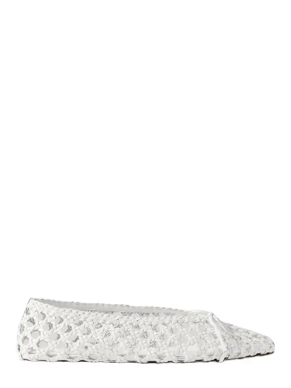 Le Monde Beryl Regency Bow-embellished Woven Leather Ballet Flats - White