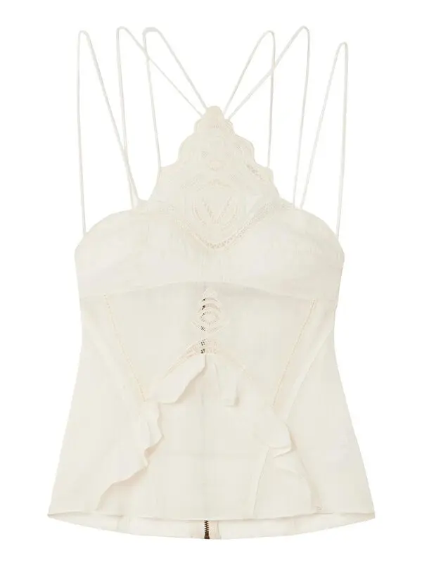 Isabel Marant Leana Broderie Anglaise Ramie Camisole - Neutrals