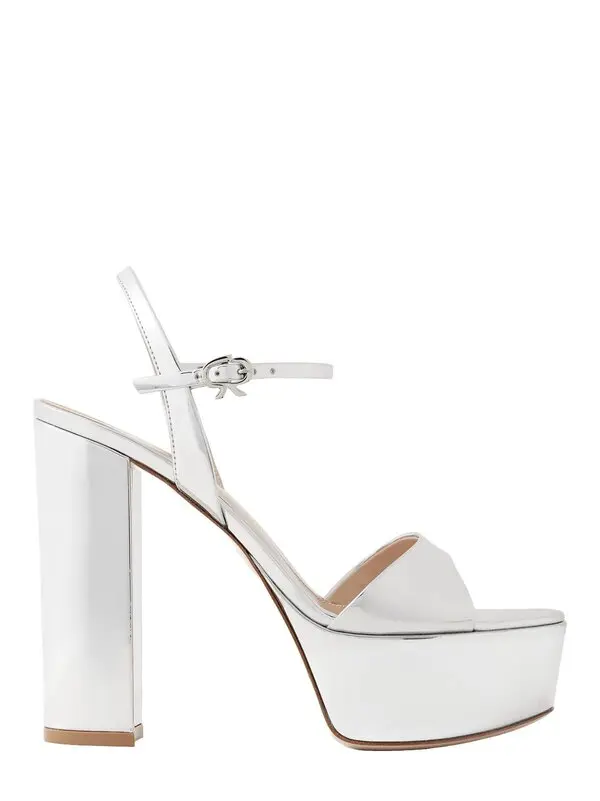 GIANVITO ROSSI Marlena 85 Mirrored-leather Platform Sandals - Silver