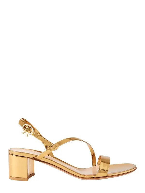 GIANVITO ROSSI Betsey 45 Metallic Leather Sandals - Gold