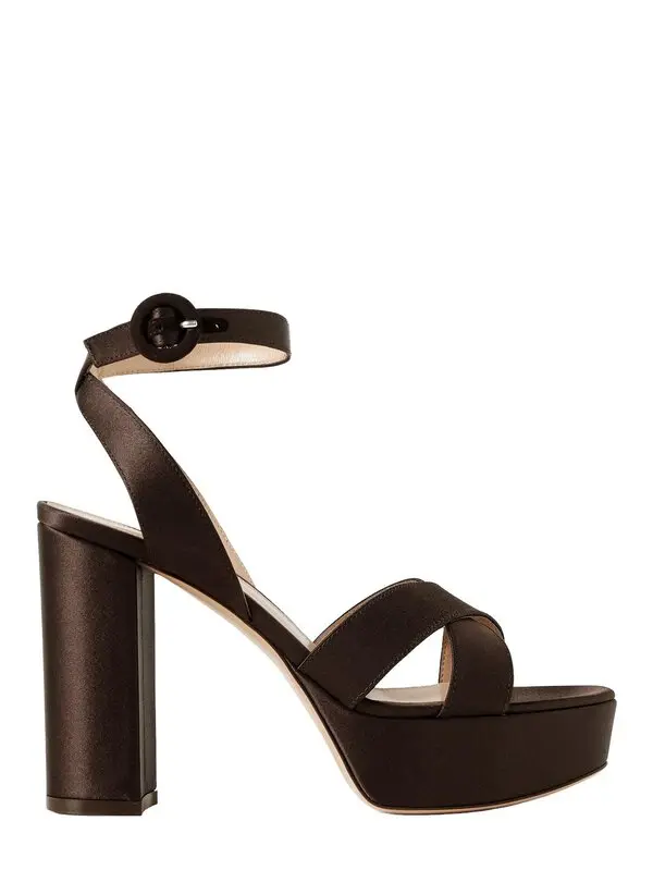GIANVITO ROSSI Sabrina 70 Satin Platform Sandals - Brown