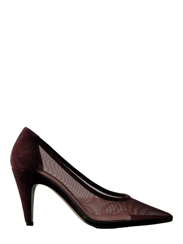GIANVITO ROSSI Rete 85 Suede-trimmed Mesh Pumps - Brown