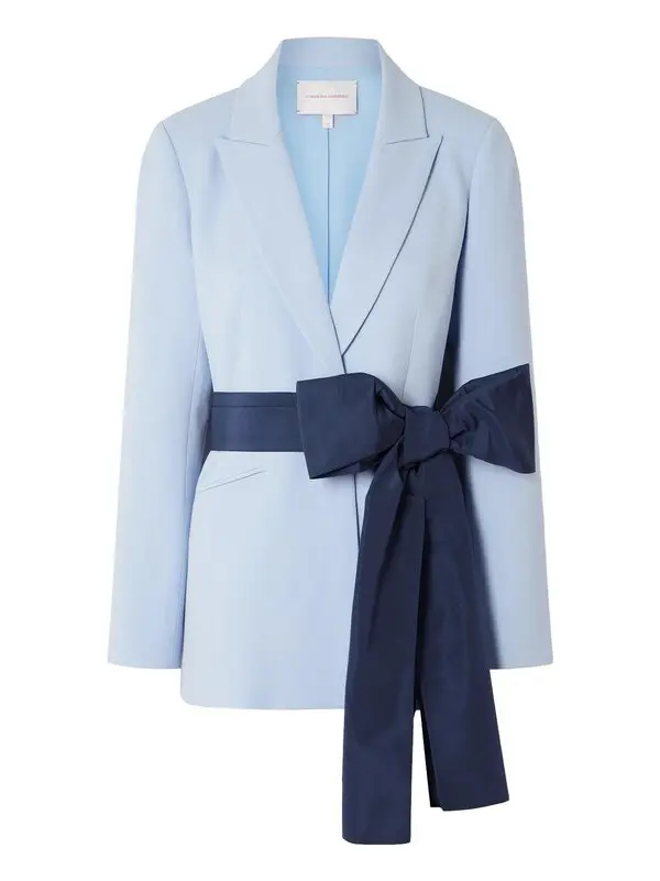 Carolina Herrera Belted Wool-blend Crepe Blazer - Blue