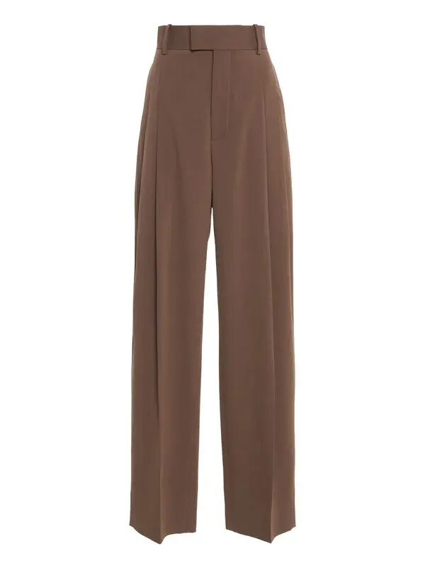 Bottega Veneta Stretch Melange Wool Straight-leg Pants - Brown