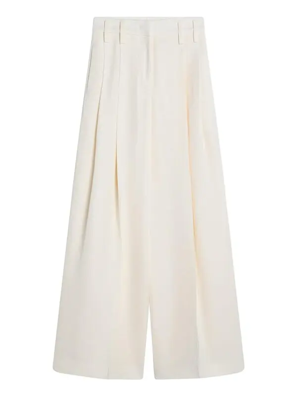 JIL SANDER Wide Silk Blend Trousers - White