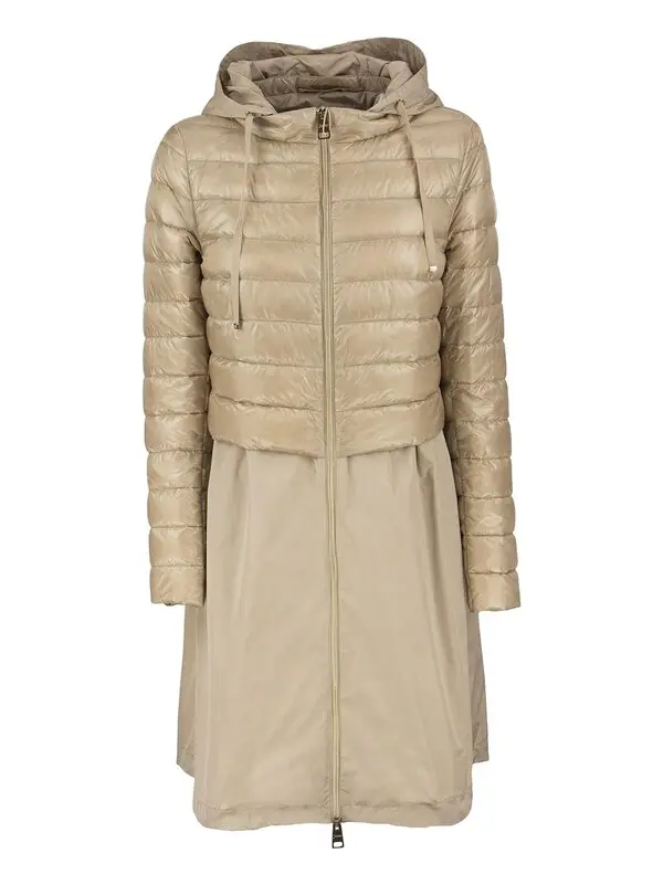 Herno Taffeta Hem Padded Coat - Beige