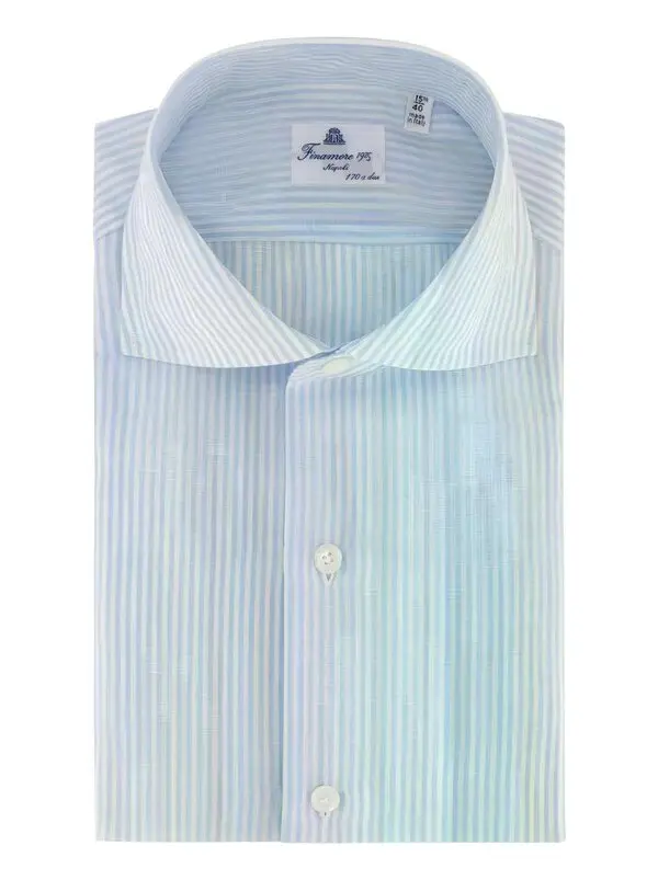 FINAMORE 1925 Eduardo Striped Button-up Shirt - Blue