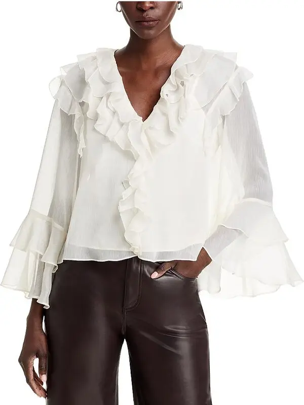 Aqua Ruffled Top - Ivory