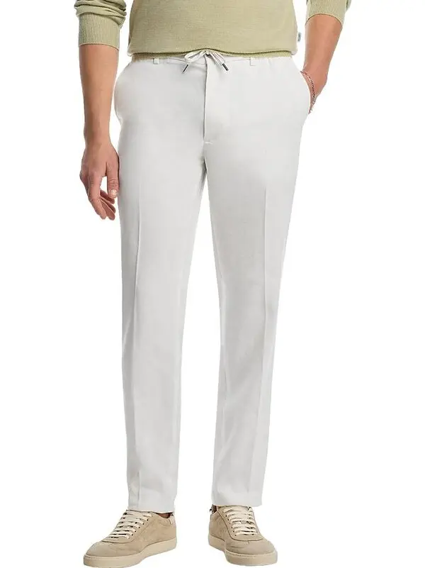 BOSS Kane Regular Tapered Fit Linen Trousers - White