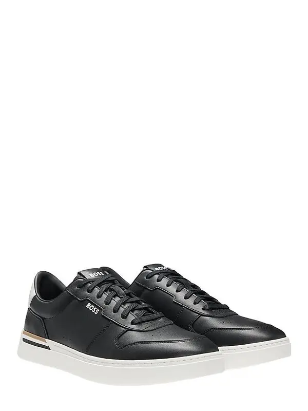 BOSS Leather Lace Up Sneakers - Black