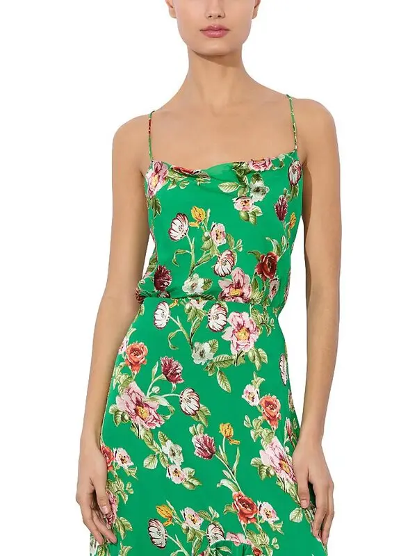Alice + Olivia Harmon Floral Tank Top - Floral Green