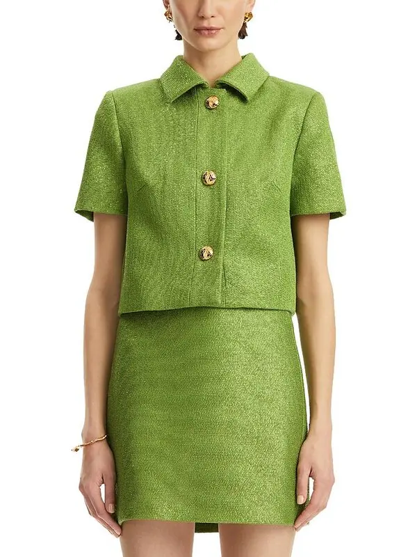 Oscar De La Renta Sequined Tweed Jacket - Fern
