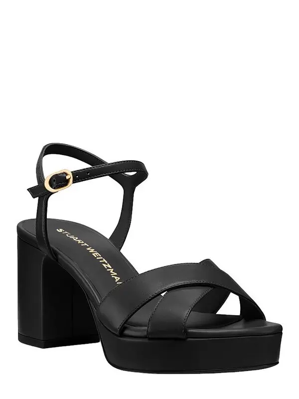 STUART WEITZMAN Dayna Leather Platform Sandals - Black