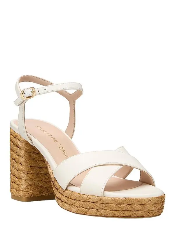 STUART WEITZMAN Dayna Leather Platform Sandals - Cream/natural