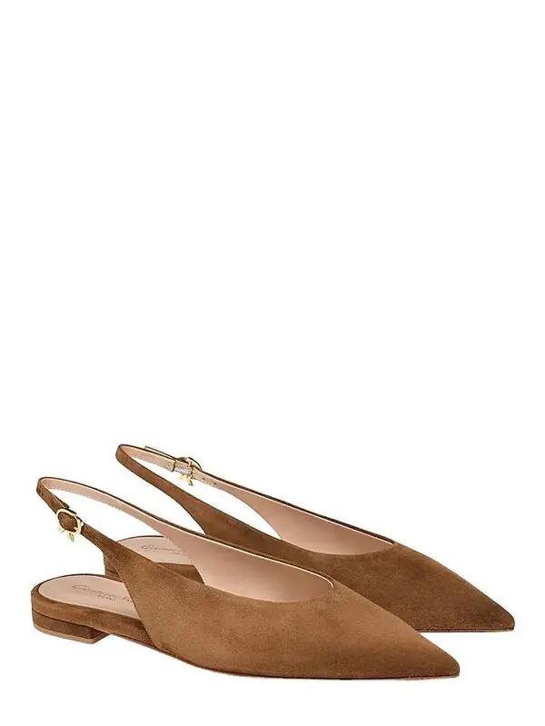 GIANVITO ROSSI Slingback Flats - Brown Suede
