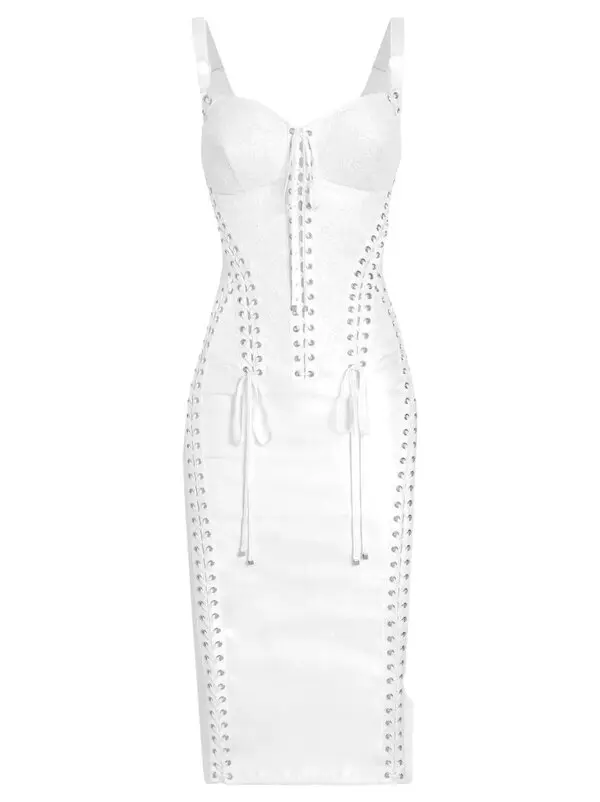 Dolce & Gabbana Paneled Midi Dress - White