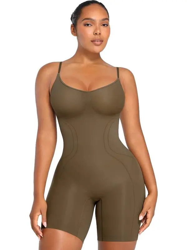 SHAPELLX Seamless Smoothing Bodysuit - Moss Brown