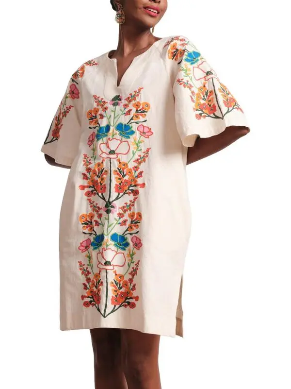 FRANCES VALENTINE Charming Caftan Mini - Oyster/multi