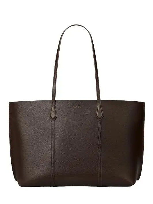 Tory Burch Perry Triple Compartment Leather Tote - Dark Cocoa
