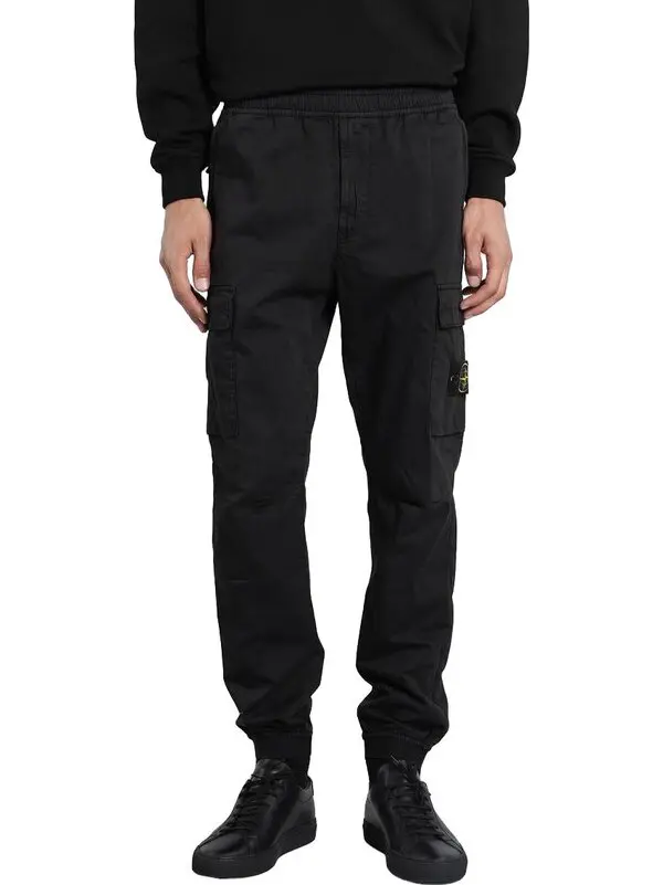Stone Island Cotton Blend Cargo Pants - Black
