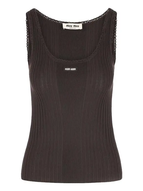 Miu Miu Ribbed Wool Camisole - Brown