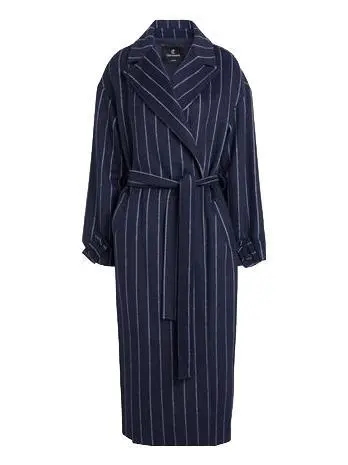 CRISTINAEFFE Belted Striped Coat - Blue