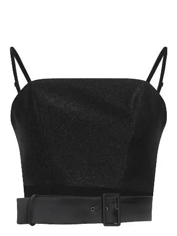 VICOLO Cropped Satin Top - Black