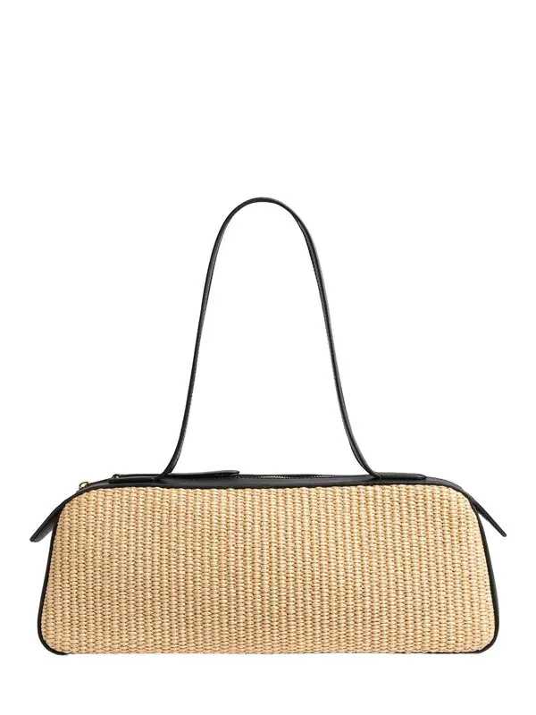 Khaite Simona Faux Raffia Shoulder Bag - Black /natural 367