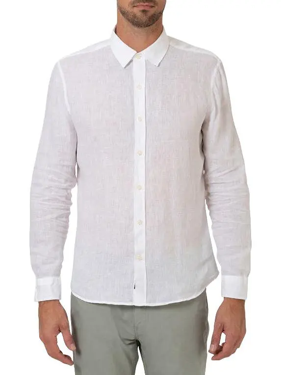 MAVI Slim Fit Long Sleeve Linen Button-up Shirt - White